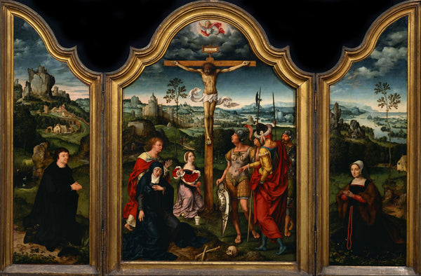 Triptych: The Crucifixion with Donor and His Wife posters & prints by Joos van Cleve