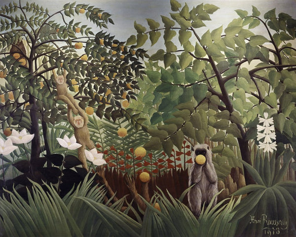 Exotic Landscape with monkey playing, 1910 posters & prints by Henri J ...