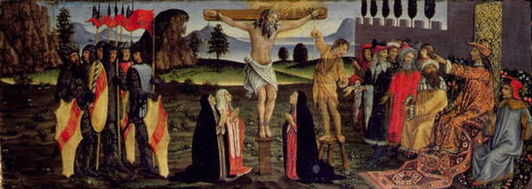 The Crucifixion, predella panel from the Tabernacle of the Sacraments ...