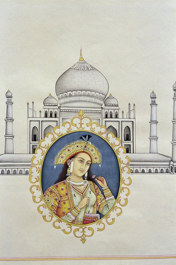 Portrait of Arjumand Banu Begum Mumtaz-i Mahal and the Taj Mahal, built ...