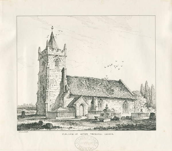 Acton Trussell Church: pen and ink drawing, 1838 posters & prints by ...