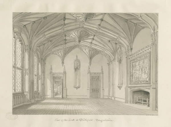 Interior of Blithfield Hall: sepia drawing, 1823 posters & prints by ...