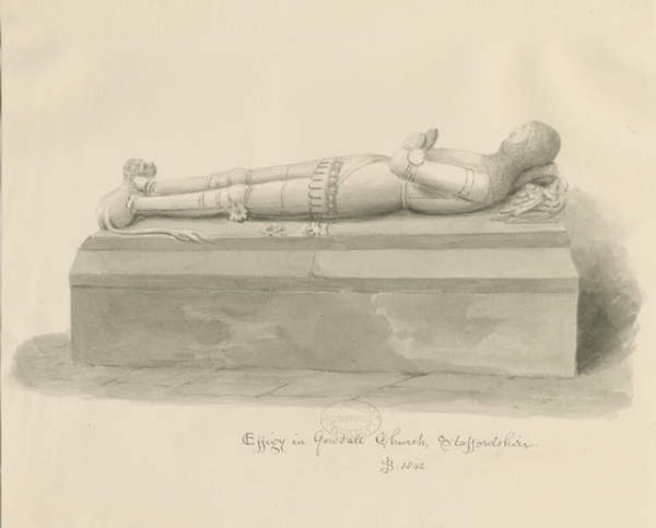 Gnosall Church - Effigy: wash drawing, 1842 posters & prints by John ...