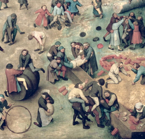 Children's Games: detail of bottom right-hand corner depicting children ...