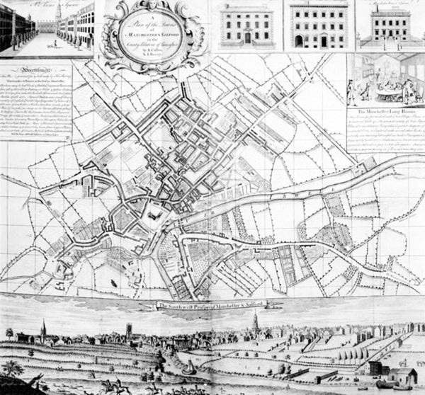 Map of Manchester, 1751 posters & prints by Casson & Berry