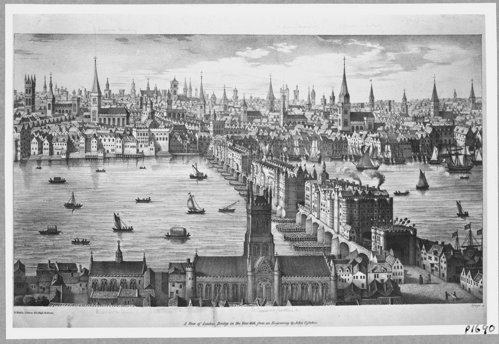 London Bridge in the year 1616 posters & prints by Anonymous