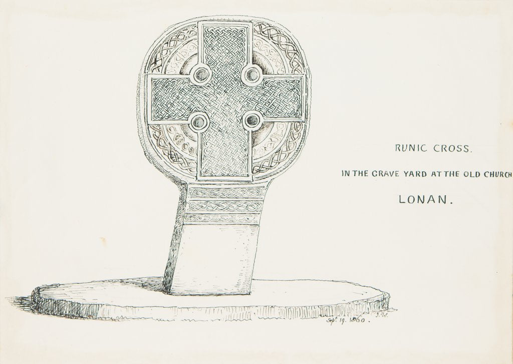 Runic Cross in the Grave Yard at the Old Church, Lonan posters & prints ...