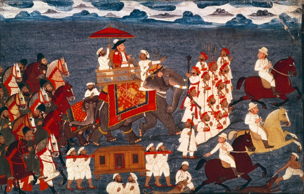Colonel James Tod riding an elephant. Udaipur, India, early 19th ...
