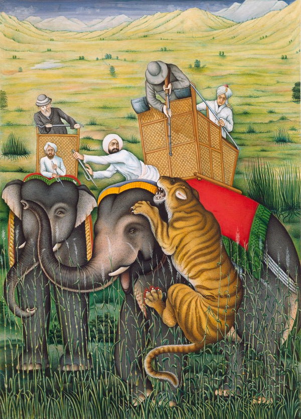 A Tiger Hunt. Punjab, India, 1892 posters & prints by Unknown