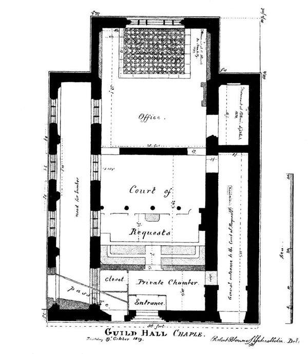A plan of Guildhall Chapel, King Street, Cheapside, London posters ...