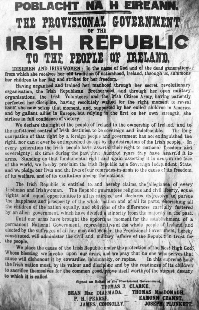Proclamation of the Irish Republic posters & prints by Anonymous