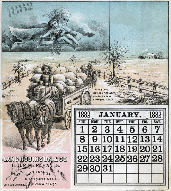 January Page From 1882 Calendar posters & prints by Anonymous