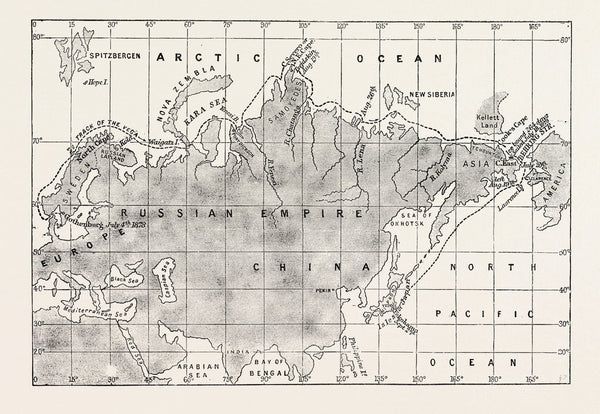 The North-East Passage Map of the Route Taken by the Nordenskjold ...