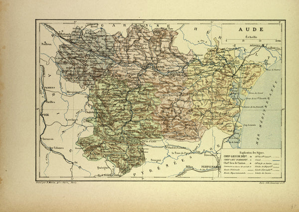 Map of Aude France posters & prints by Anonymous