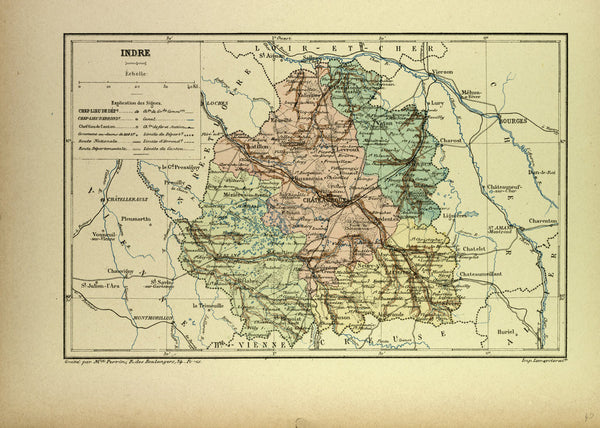 Map of Indre France posters & prints by Anonymous