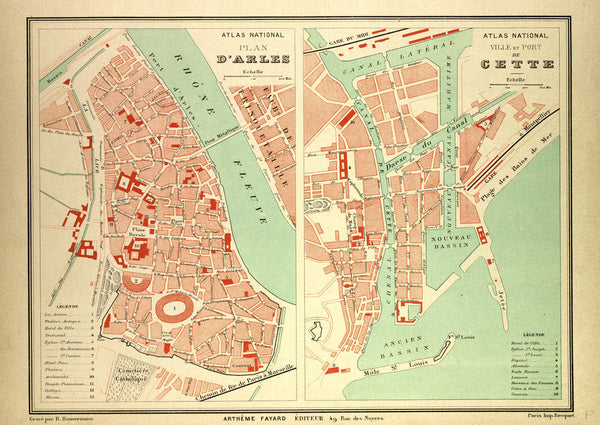 Map of Arles and Cette France posters & prints by Anonymous