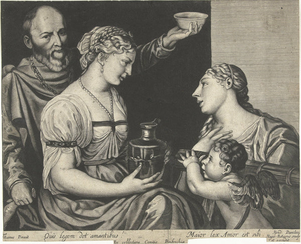 Two lovers with Cupid and Venus posters & prints by Titiaan