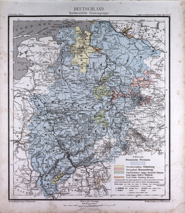 Germany, antique map 1869 posters & prints by Th. von Liechtenstern and ...