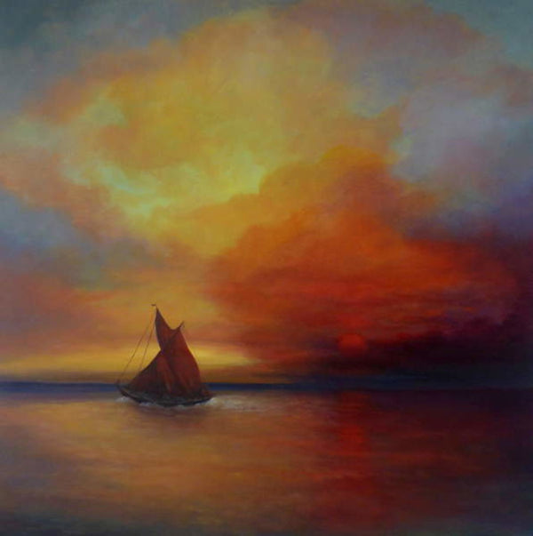 Red Sails, 2018 Thames Barge at sunset. posters & prints by Lee Campbell
