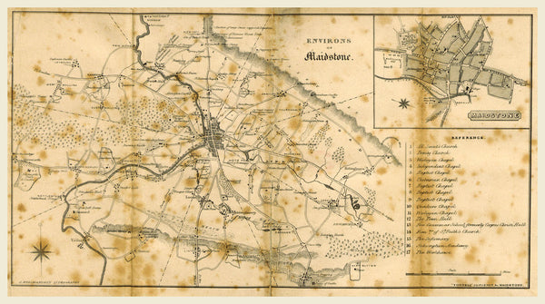 Map of Maidstone and its environs posters & prints by Anonymous