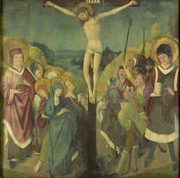 Crucifixion with Saints Cosmas and Damian posters & prints by Anonymous