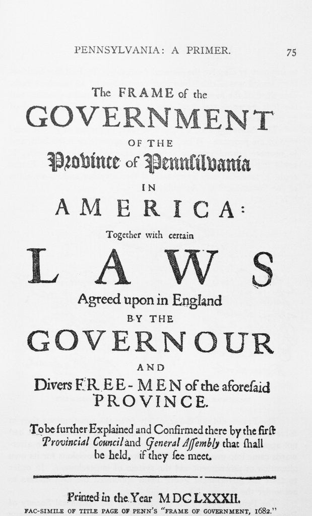 Title Page of Colonial Constitution of Pennsylvania posters & prints by ...