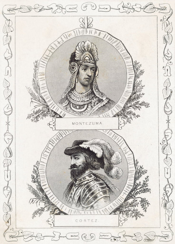Portraits of Montezuma and Cortez in Costumes posters & prints by Anonymous