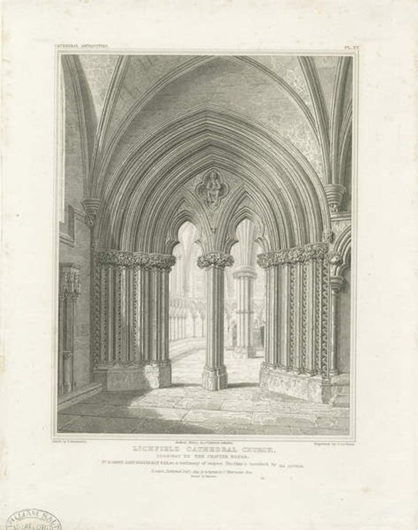 Interior of Lichfield Cathedral - Chapter House doorway: engraving, nd ...