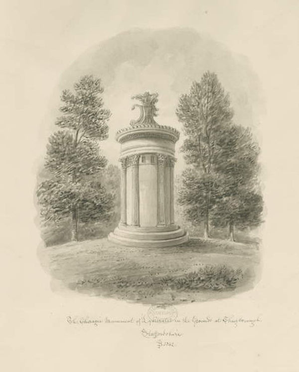 Shugborough - The Choragic Monument of Lysicrates: sepia drawing, 1842 ...