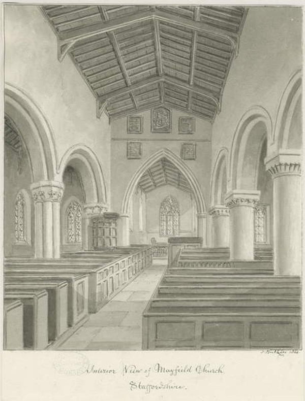 Interior of Mayfield Church: sepia wash drawing, 1844 posters & prints ...