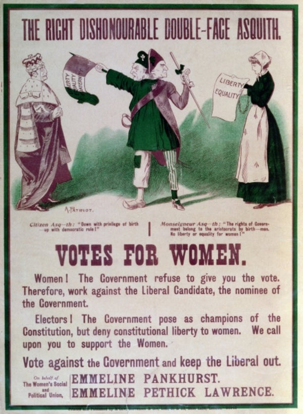 Women's Suffrage Poster 'The Right Dishonourable Double-Face Asquith ...