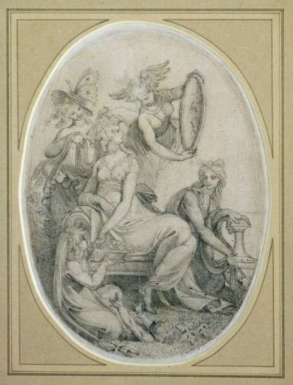 Drawing for the frontispiece of 'The Botanic Garden', by Erasmus Darwin ...
